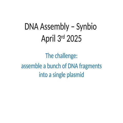 Synbio MSc day3- DNA Assembly 2025 power | PPT