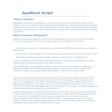 DDoS (Synflood) Mitigation with SynBlock | PDF