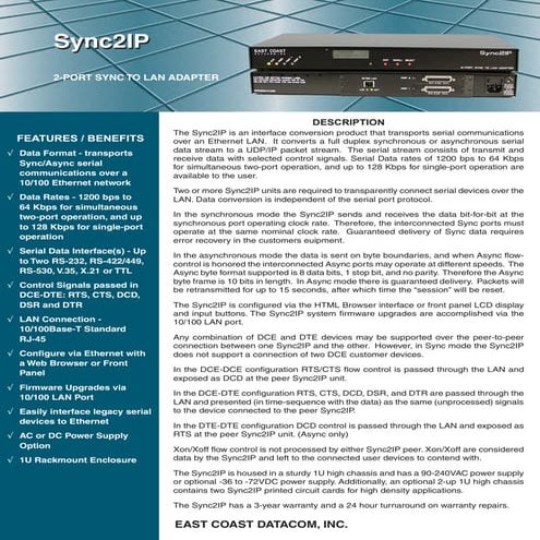 Sync2IP 2 Port and 4 Port Sync to LAN Adapter | PDF