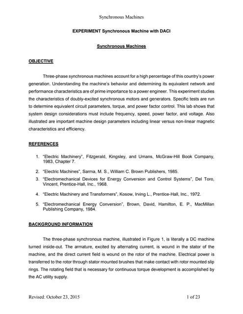 V and inverted v curves of synchronous motor | PPTX | Physics | Science