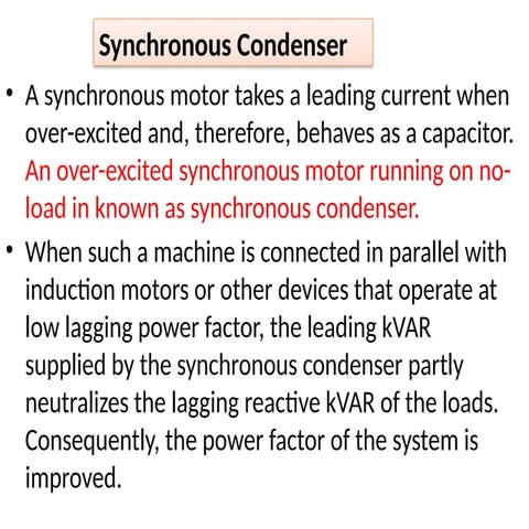 Synchronous condenser - types and applications | PPTX