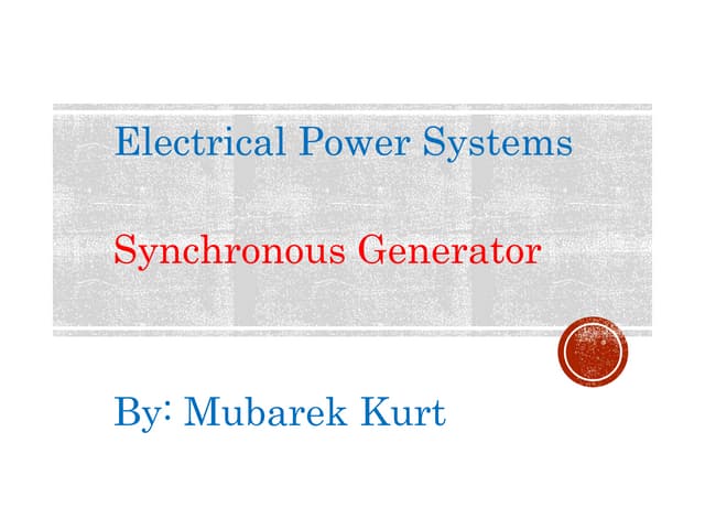 DETERMINATION OF VOLTAGE REGULATION METHOD OF SYNCHRONOUS MACHINE | PPTX