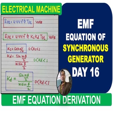 EMF EQUATION OF SYNCHRONOUS GENERATOR,ALTERNATOR|DAY16|SHORT&FULL PITCH ...