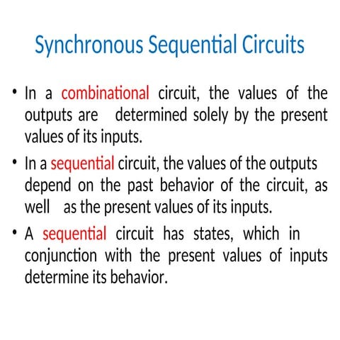Synchronous Sequential Circuits Concepts | PPT