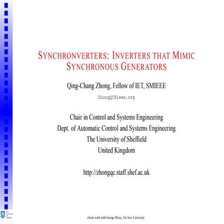 Synchronverters: Inverters that Mimic Synchronous Generators | PDF