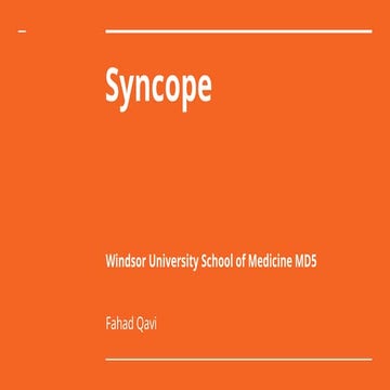 Syncope, in other words, fainting/passing out | PPTX