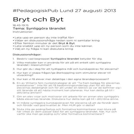 Synliggöra lärandet aug13 | PDF