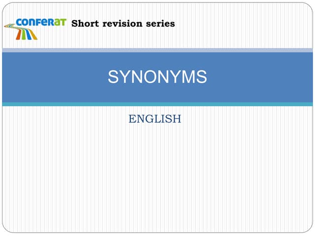 Synonym and Antonym PowerPoint | PPTX
