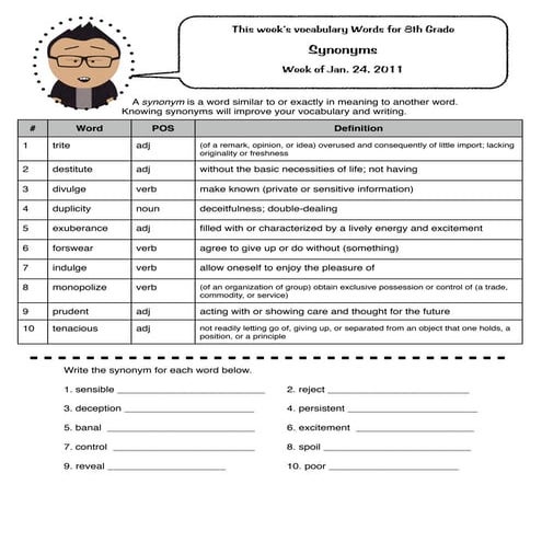 Synonyms 1 with definitions (8) | PDF
