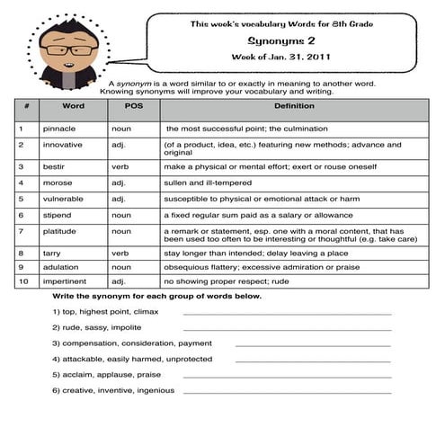 8th Grade Vocabulary Words