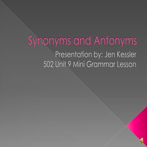 Synonym and Antonym PowerPoint | PPTX