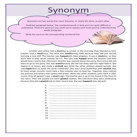 Synonyms are two words that mean the same | DOCX