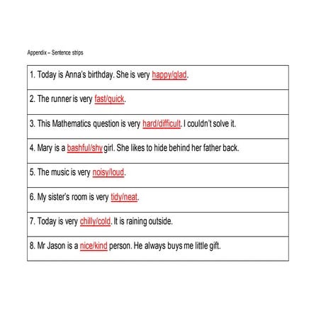 Synonyms exercise | DOCX
