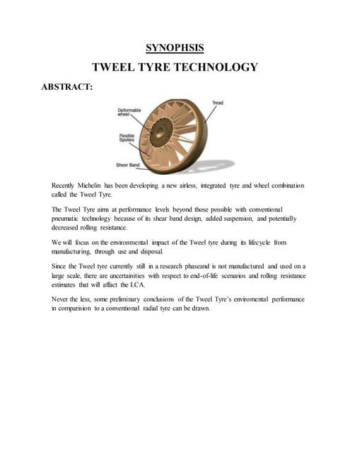 Non-Pnuematic (Airless tyres) seminar report | PDF