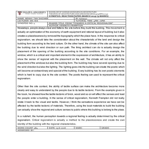 Kenneth Frampton ‘Towards Critical Regionalism’: Six Points for an ...