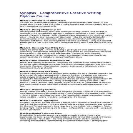 Synopsis comprehensive creativewriting | PDF