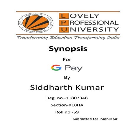 Synopsis for Gpay | PDF