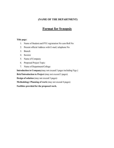 Synopsis Format synopsis-format