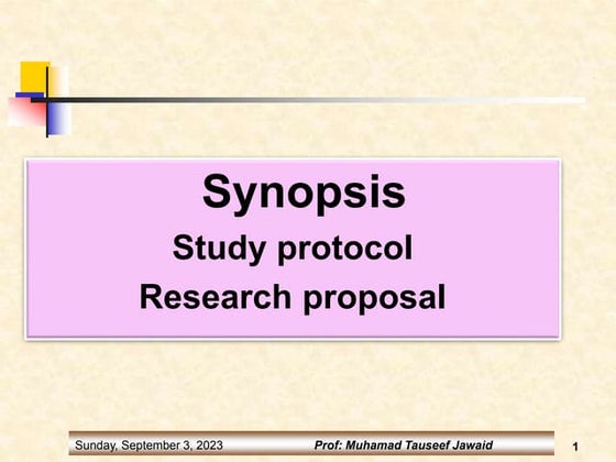Synopsis - (How to write a effective Synopsis?) | PDF