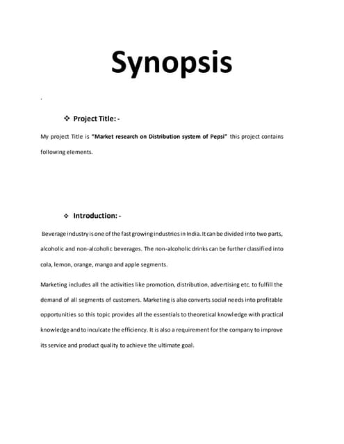 Final Project Synopsis MBA | DOC | Resume Writing and Advice | Job Search