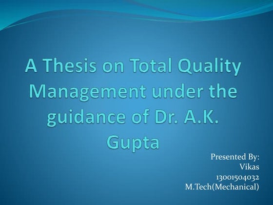 Introduction to total quality management(tqm) | PPT