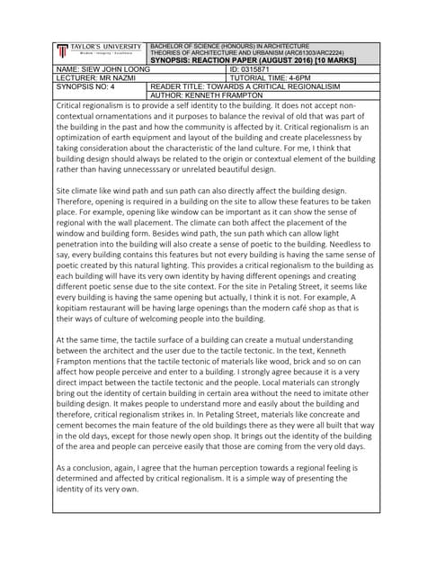 Reaction Paper Synopsis | PDF | Houses | Real Estate