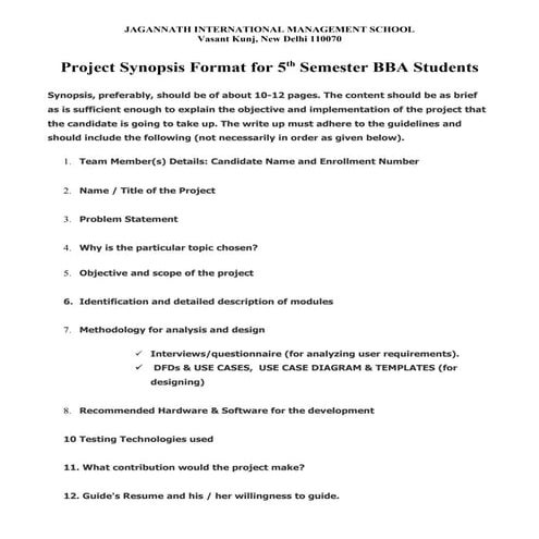 Synopsis format | DOC