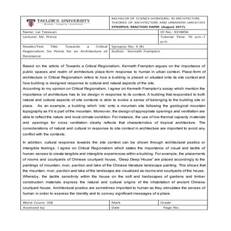 Towards a Critical Regionalism: Six Points for an Architecture of ...