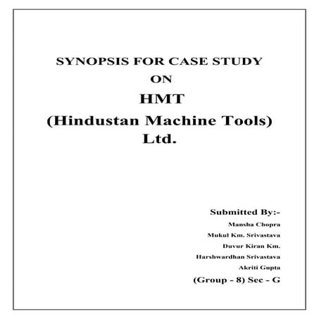 Synopsis on hmt | PDF