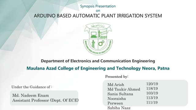 AUTOMATIC IRRIGATION SYSTEM USING ARDUINO UNO | PPT