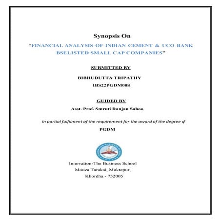 Synopsis on "Financial analysis of Indian Cement and UCO Bank BSE ...