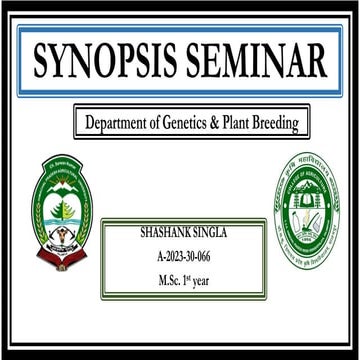 SYNOPSIS SEMINAR-2.pdf on wheat production | PDF
