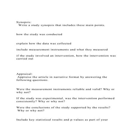 Synopsis Write a study synopsis that includes these main poi.docx