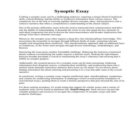 Synoptic Essay | PDF