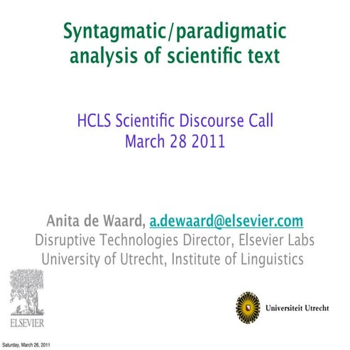 A syntagmatic/Paradigmatic analysis of scientific text | PDF
