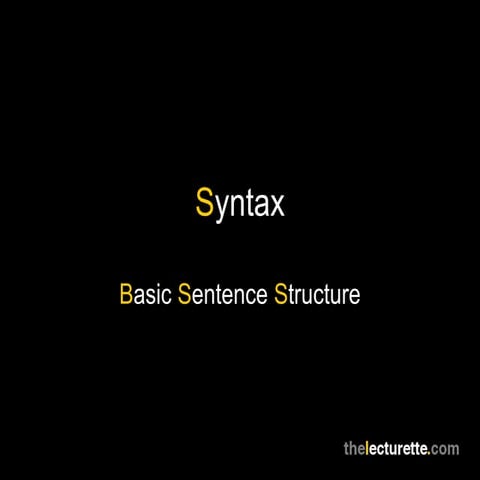 English Syntax - Basic Sentence Structure | PPT