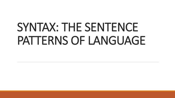 What is Syntax? | PPT