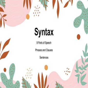 Syntax.pptx ( Sentence Structures, Part of Speech) | PPTX