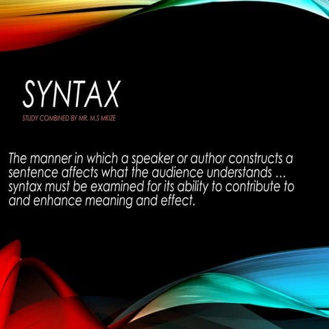 Syntax sentence construction-motheo mkize | PPT