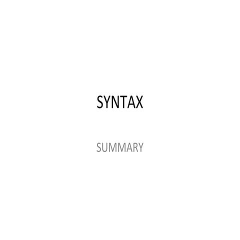 Syntax -summary | PPT