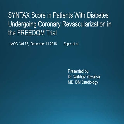 SYNTAX Score in Patients With Diabetes Undergoing Coronary ...