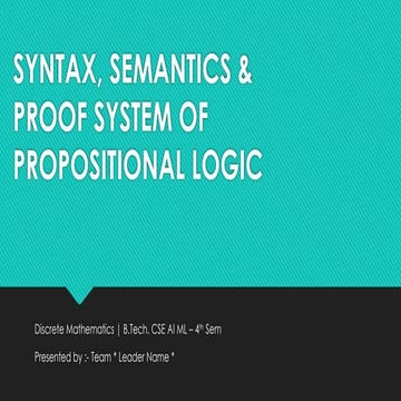 Syntax Semanticspptx Propositional Logic And Proof System In Discreate Mathematics Ppt