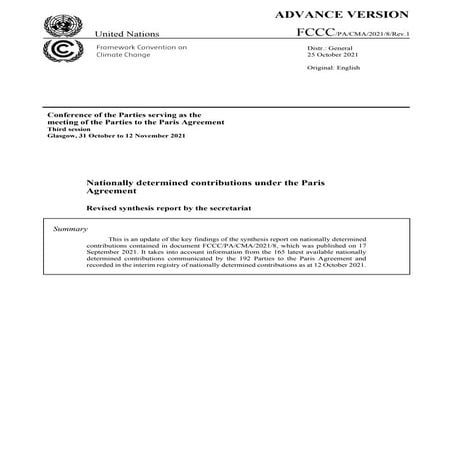 UNFCCC synthesis report NDCś 2025- Belem COP30 | PDF