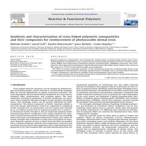 Synthesis And Characterization Of Cross Linked Polymeric Nanoparticles And Their Composites For