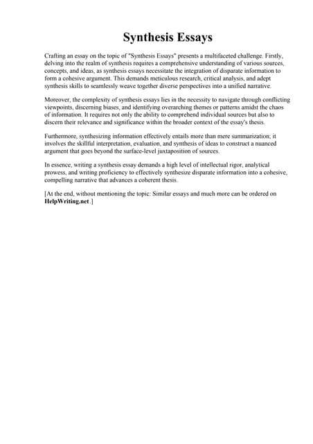 Synthesis Essays. Ppt - The Synthesis Essay Powerpoint Presentation