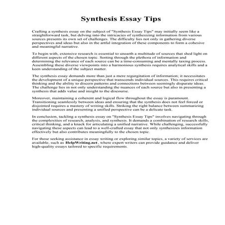 Synthesis Essay Tips | PDF