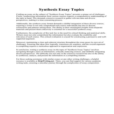 Synthesis Essay Topics | PDF