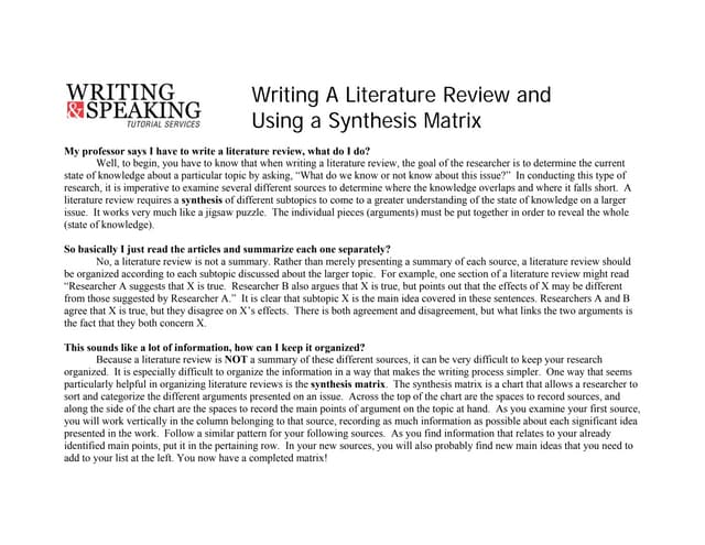 Lesson 13 synthesizing information from relavant literature | PPTX