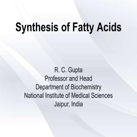 Synthesis of fatty acids | PPTX