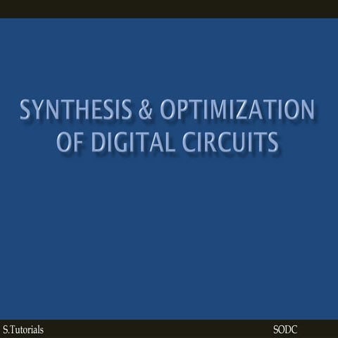 Synthesis And Optimization Of Digital Circuits Ppt 3 D Graphics Computer Software And